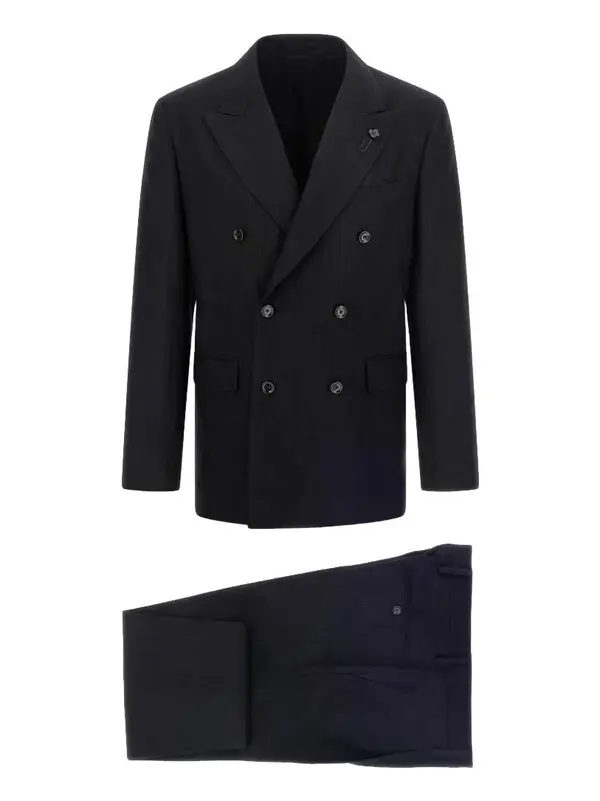 LARDINI Pinstripe Double-breasted Suit - Blue