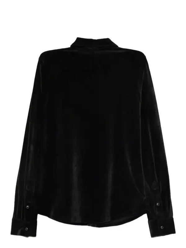Majestic Filatures Velvet-effect Pocket-detail Shirt - Black