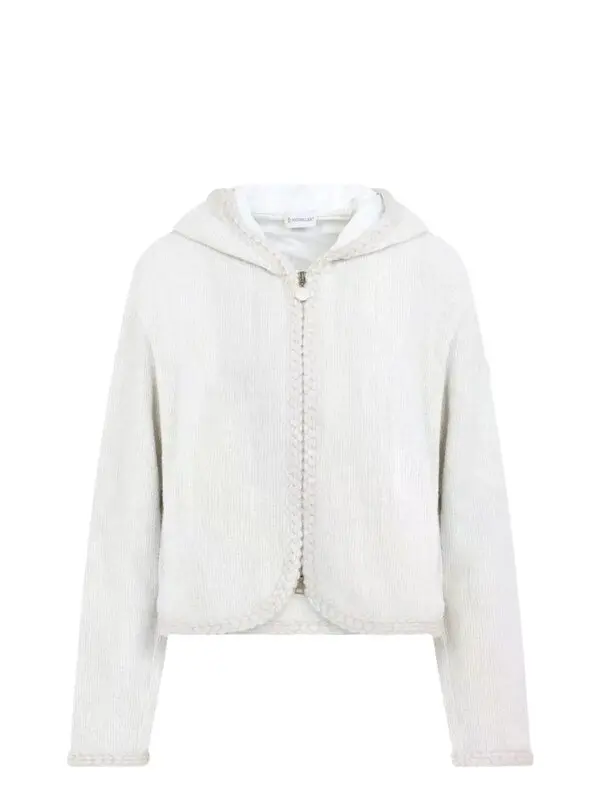 Moncler Waffle Honeycomb-knit Braided Hoodie - Neutrals