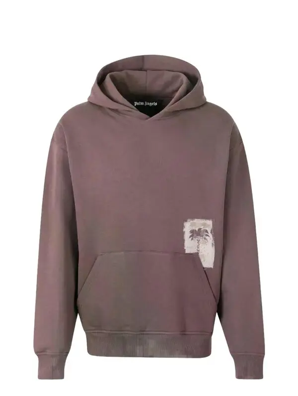 Palm Angels Logo-print Pouch-pocket Hoodie - Brown