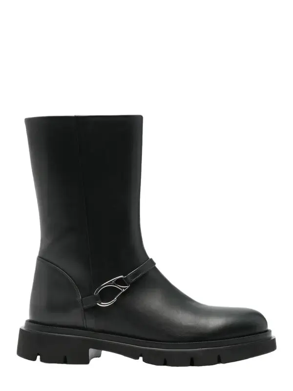 Herno Buckle-detail Leather Boots - Black