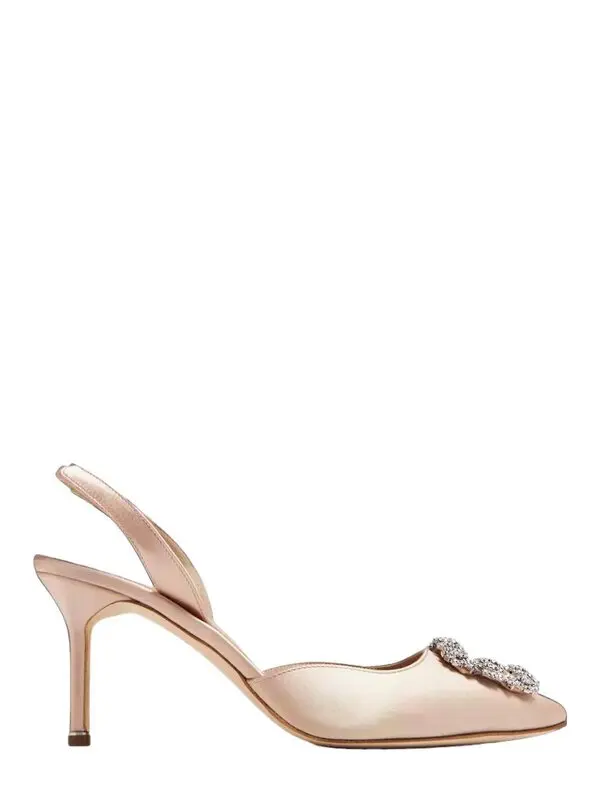 Manolo Blahnik Hangisi Crystal-buckle Pumps - Neutrals