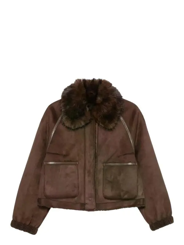 BETTA CORRADI Faux-fur Collar Reversible Jacket - Brown