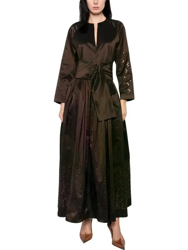 CO.GO Andromeda Sequin-embellished Belted Maxi Dress - Brown