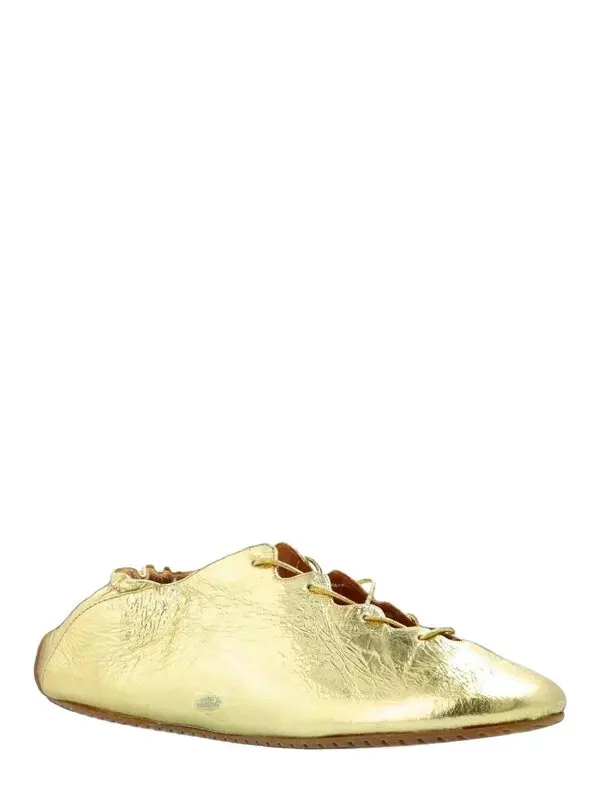 ODISSI Milly Metallic-effect Leather Ballet Flats - Gold