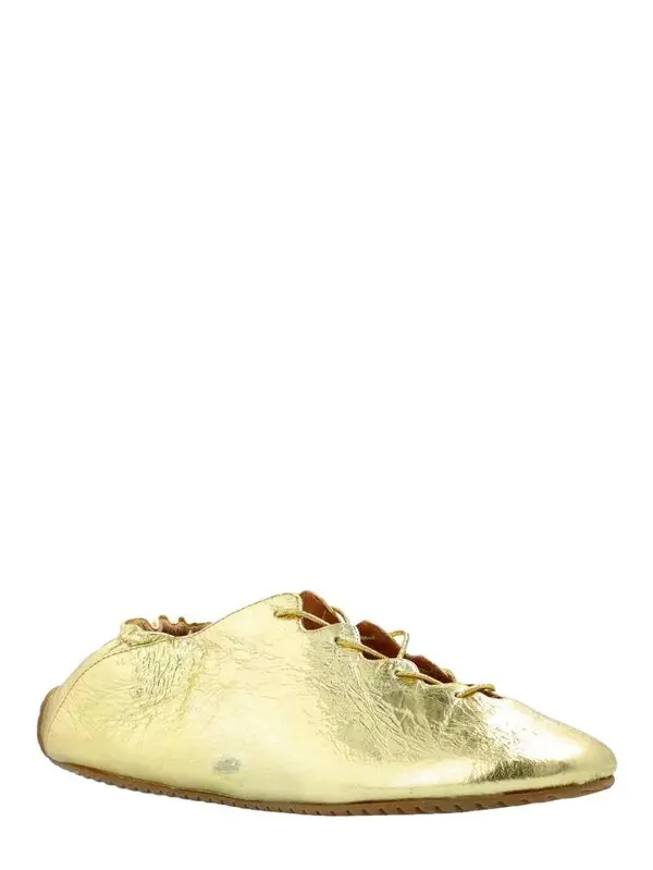 ODISSI Milly Metallic-effect Leather Ballet Flats - Gold