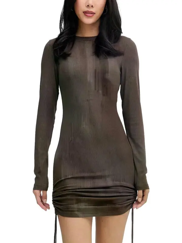 LA MANIA Faith Ribbed-knit Mini Dress - Brown