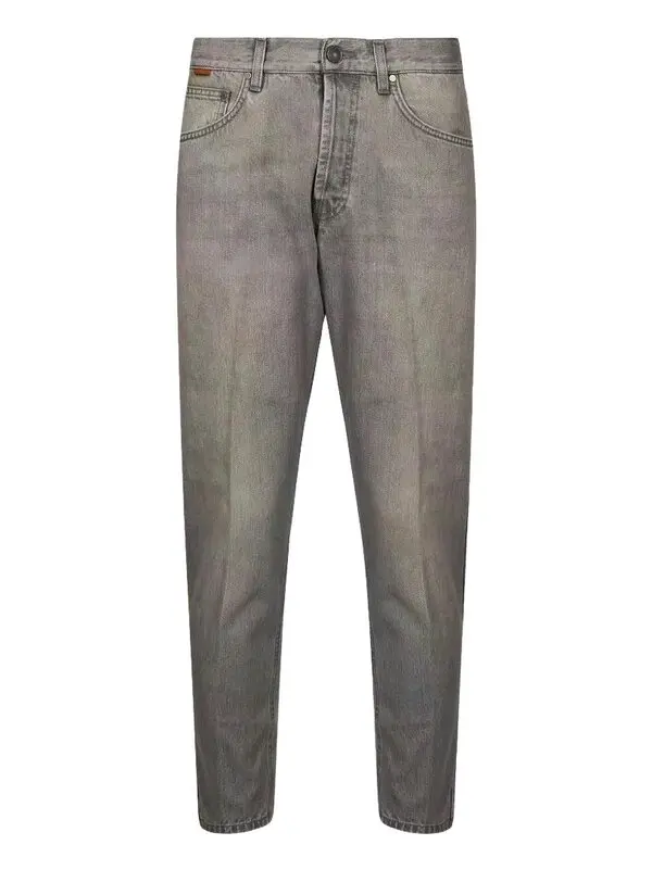 LARDINI Washed-effect Carrot-fit Jeans - Grey