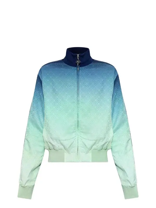 Casablanca Monogram-jacquard Zip-up Sweatshirt - Blue