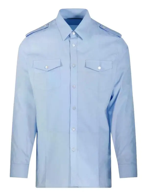 Gucci Gg Jacquard Epaulette Shirt - Blue
