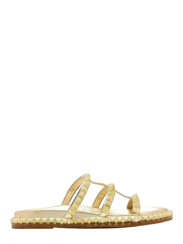 Schutz Raffie Up Studded Leather Sandals - Gold