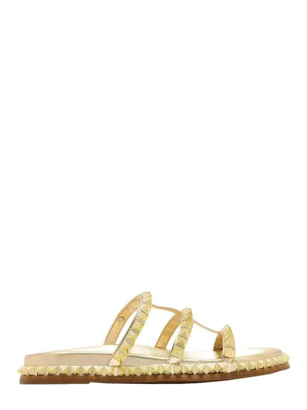Schutz Raffie Up Studded Leather Sandals - Gold