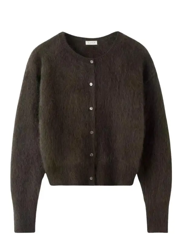 Almada Label Brushed-effect Cardigan - Grey