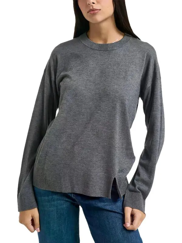 Liu Jo Rhinestone-logo Side-slit Sweater - Grey
