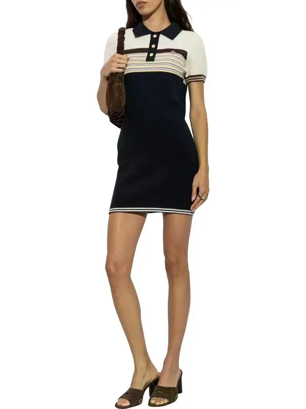 Casablanca Café Striped Logo-patch Mini Dress - Blue