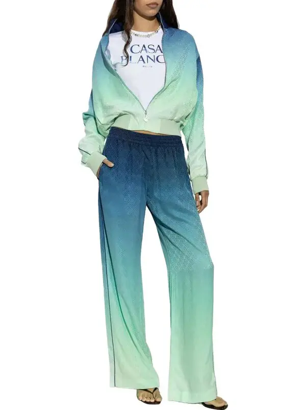 Casablanca Gradient Monogram-pattern Trousers - Blue