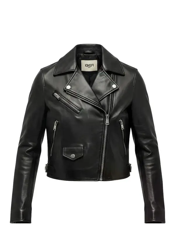 Fendi Soft Nappa Leather Biker Jacket - Black