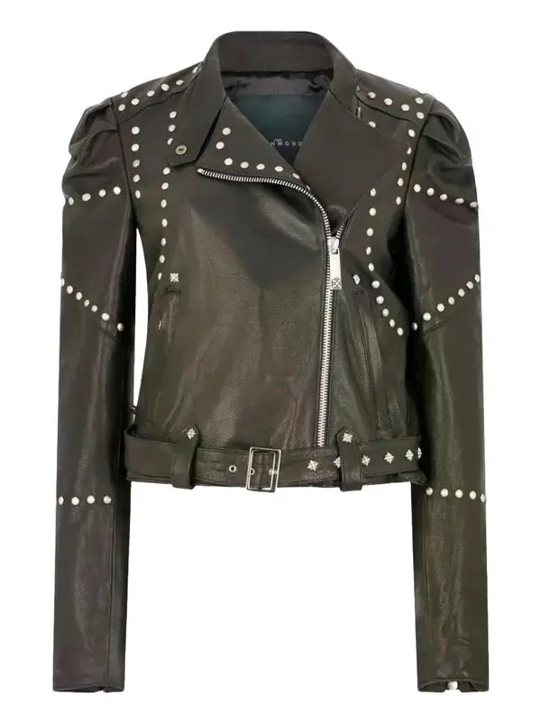 John Richmond Stud-embellished Leather Jacket - Black