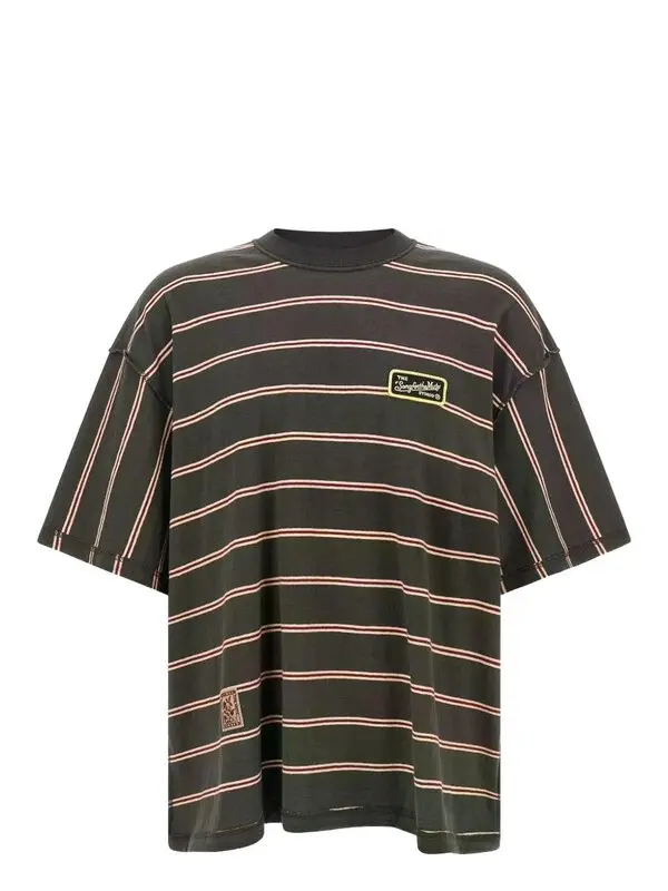 SONG FOR THE MUTE Gym Tee Striped T-shirt - Brown