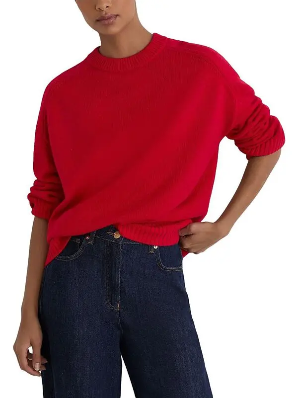 REISS Riley Wool & Cashmere Crewneck Sweater - Red