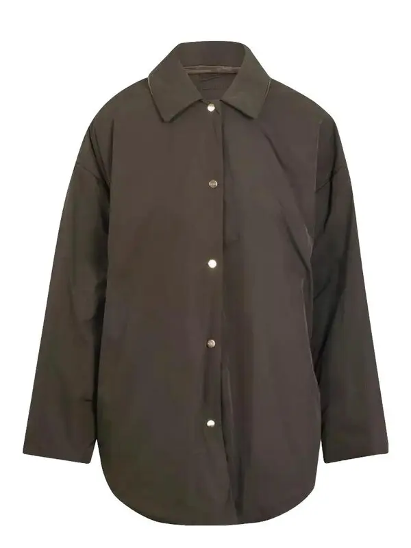 Max Mara Logo-embroidered Button-up Jacket - Brown
