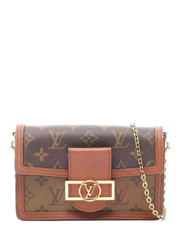 LOUIS VUITTON 2020 Monogram Reverse Dauphine Wallet On Chain Crossbody Bag - Brown