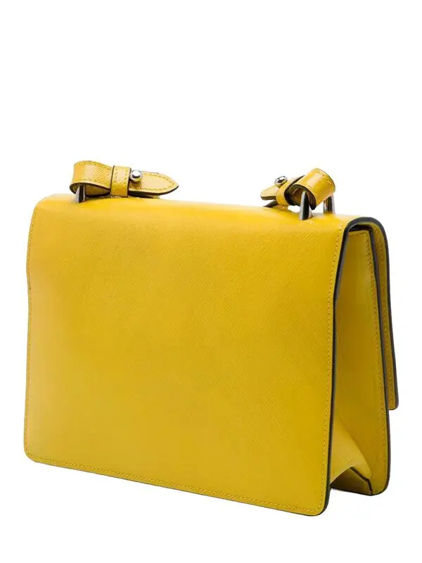 Prada 2013-2026 Saffiano Lux Sound Lock Crossbody Bag - Yellow