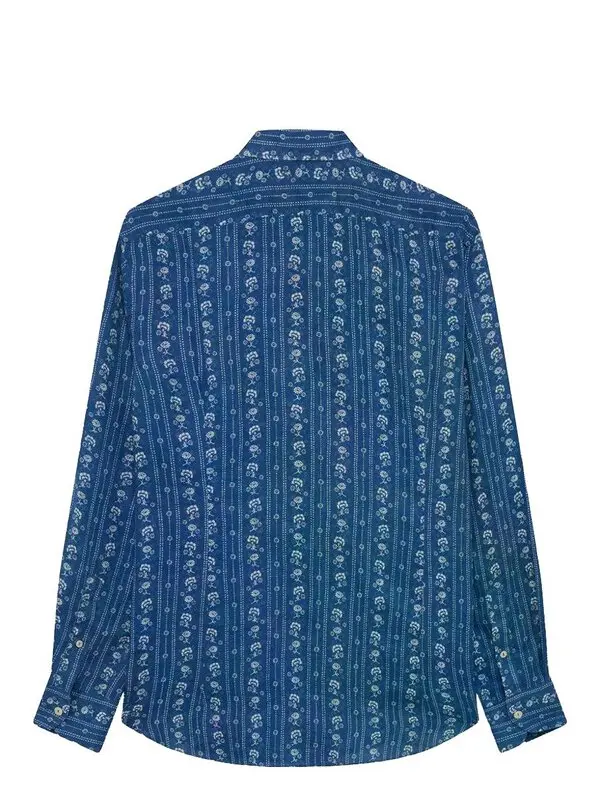 MC2 SAINT BARTH Floral-print Linen Shirt - Blue