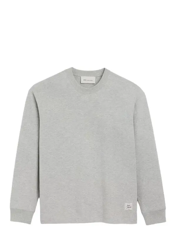 AMI Paris Logo-patch Crew-neck Sweater - Grey