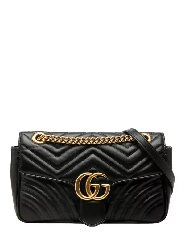 Gucci 2016-2026 Medium Gg Marmont Matelasse Calfskin Shoulder Bag - Black