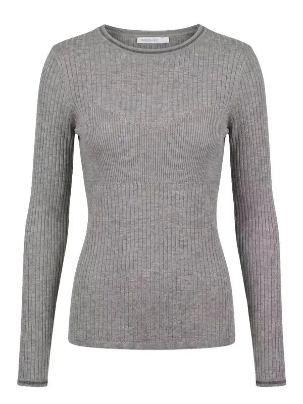 Patrizia Pepe Ribbed-knit Long-sleeve Sweater - Grey