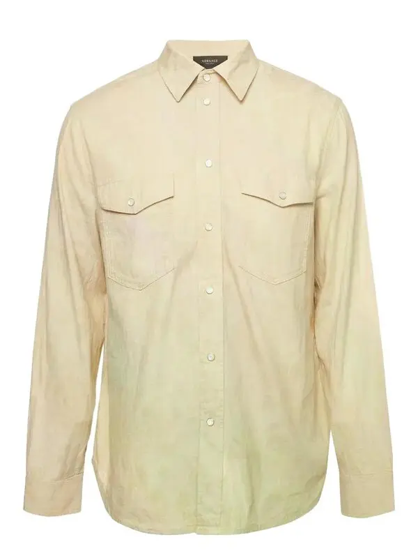 Versace Barocco Jacquard Denim Shirt - Neutrals