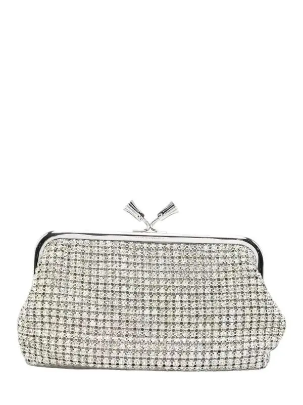 ANYA HINDMARCH Crystal-embellished Tassel-clasp Clutch Bag - Silver