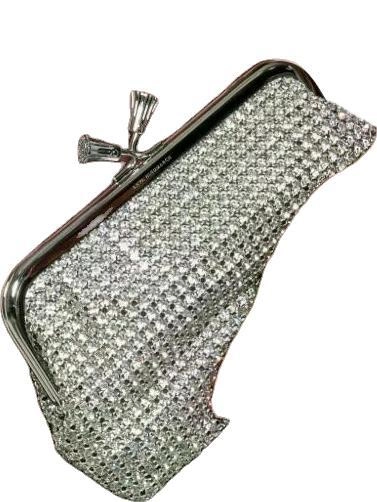 ANYA HINDMARCH Crystal-embellished Tassel-clasp Clutch Bag - Silver