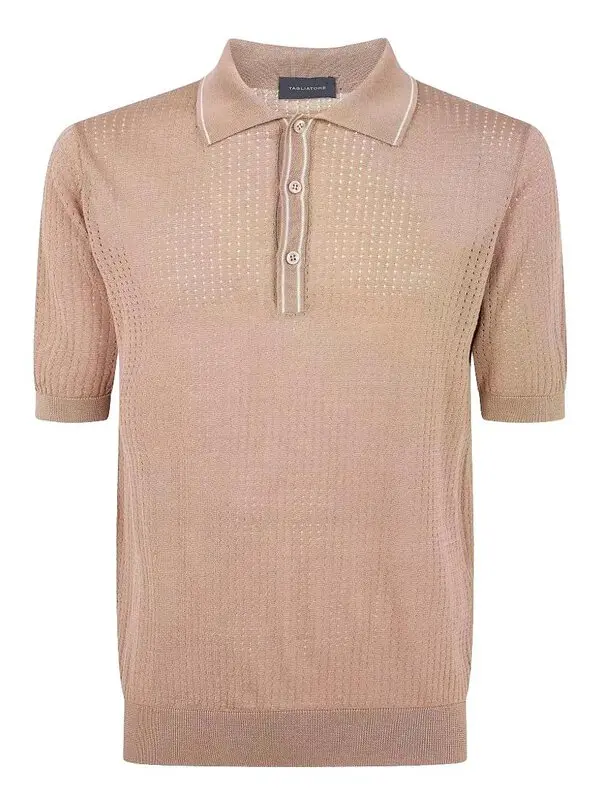 Tagliatore Pointelle-knit Short-sleeve Polo Shirt - Brown