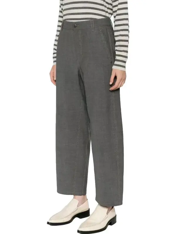 Brunello Cucinelli Contrast-topstitched Straight-leg Trousers - Grey