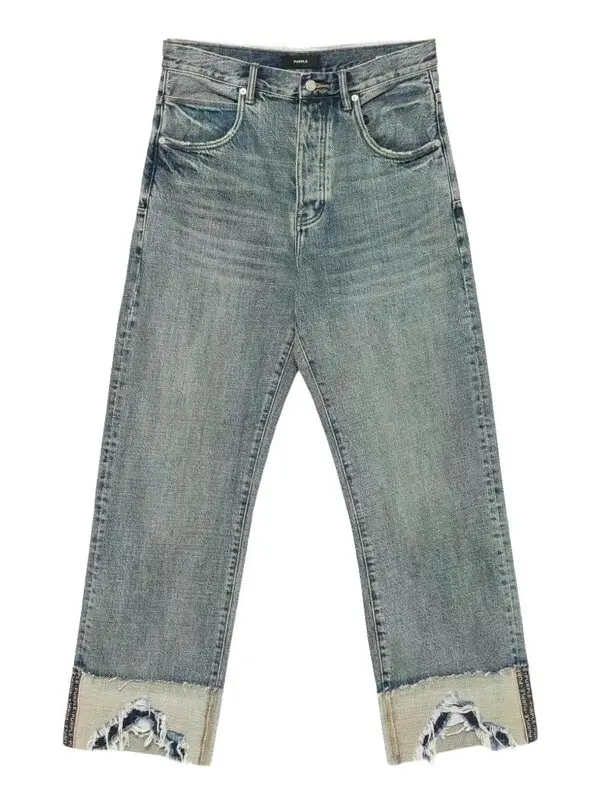 PURPLE BRAND Faded Distressed-cuff Jeans - Blue