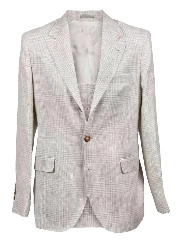 Brunello Cucinelli Checked Linen-blend Suit - Neutrals