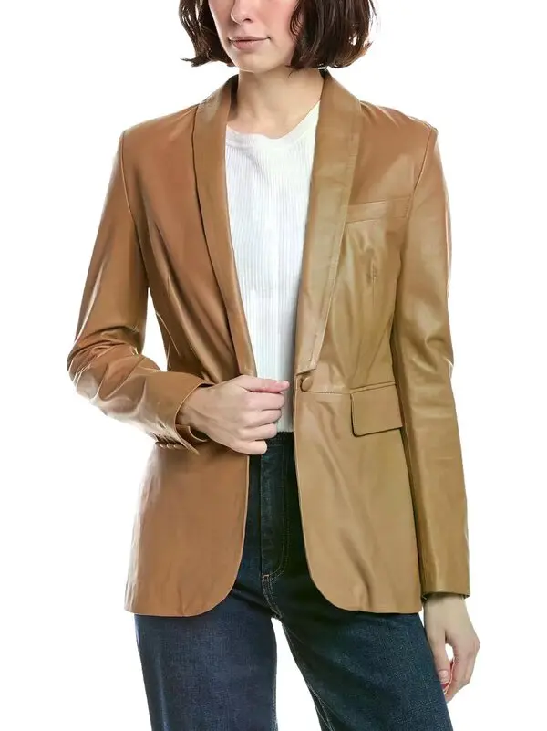 Eleventy Tailored Leather Blazer - Neutrals