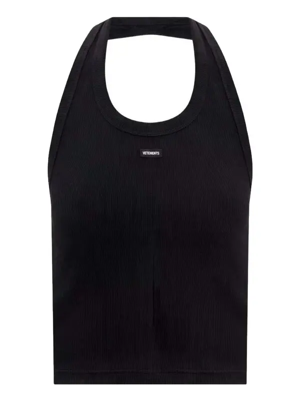 Vetements Ribbed-knit Halterneck Tank Top - Black