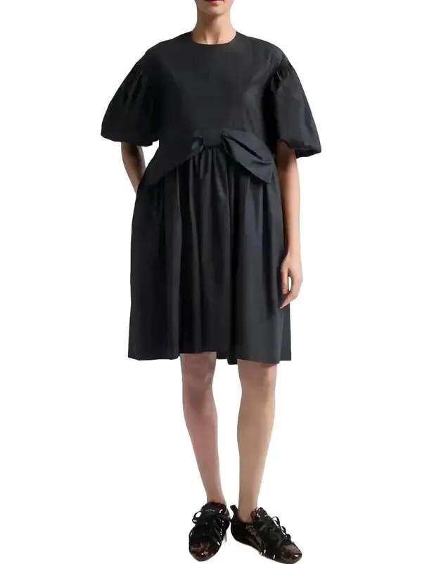 Simone Rocha Bow-detail Puff-sleeve Mini Dress - Black