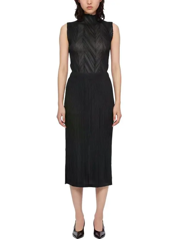Issey Miyake Pleated Midi Skirt - Black