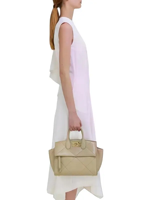FERRAGAMO Quilted Leather Tote Bag - Neutrals