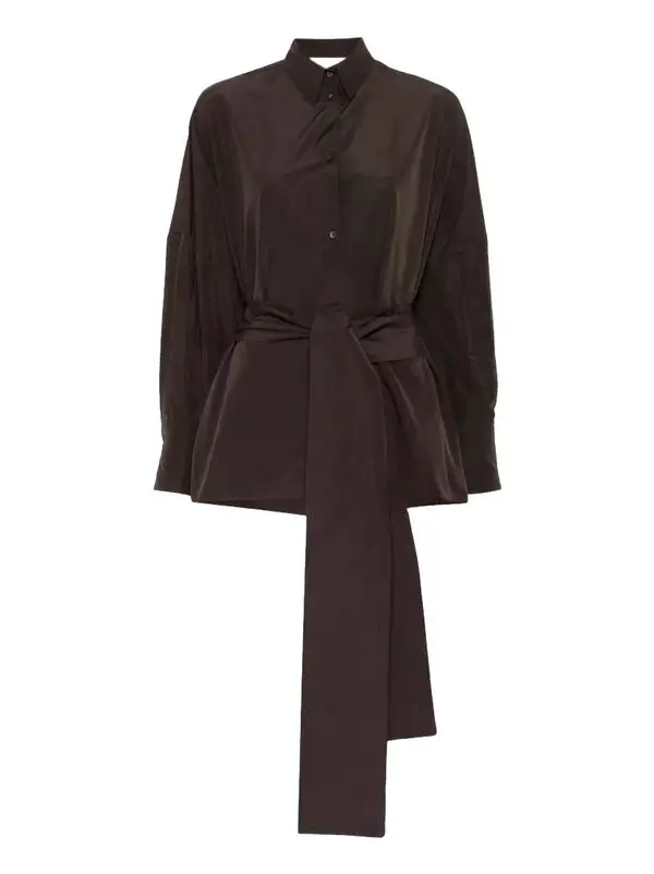 CO.GO Belted Balloon-sleeve Shirt - Brown