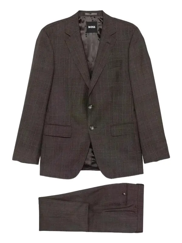 BOSS Huge Check-pattern Single-breasted Suit - Brown