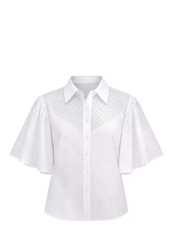 Karl Lagerfeld Broderie-anglaise Flared-sleeve Shirt - White