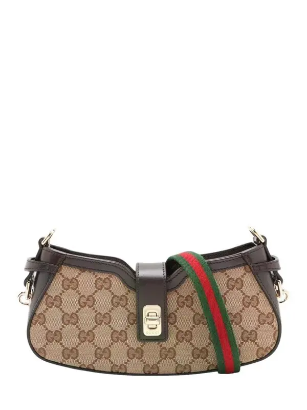 Gucci 2000-2015 Mini Gg Canvas Web Moon Side Shoulder Bag - Neutrals
