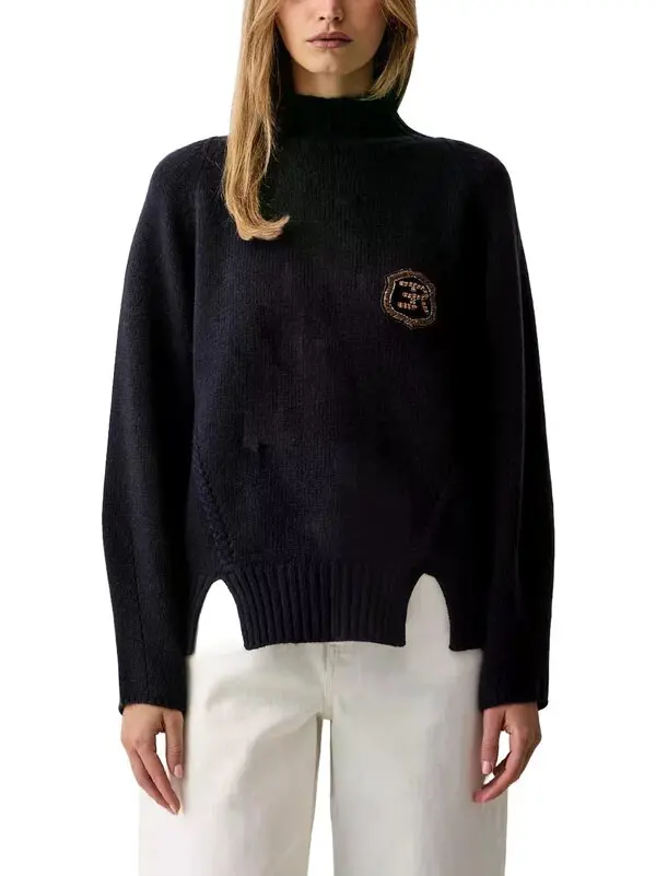 ERMANNO FIRENZE Logo-patch Sweater - Blue