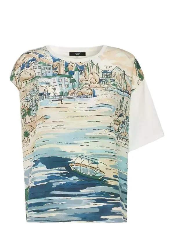 Max Mara Landscape-print T-shirt - Blue