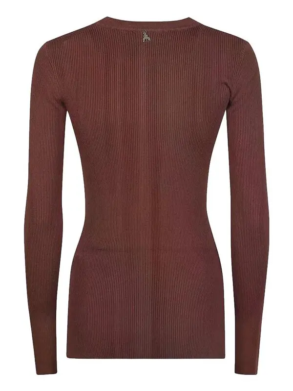 Patrizia Pepe Ribbed-knit Slit-cuff Sweater - Brown